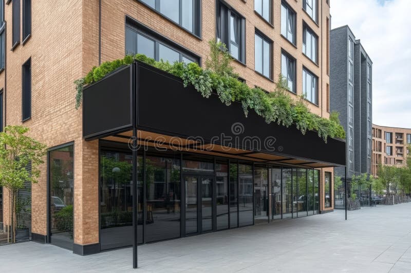 With Copy Space, a Blank Sign Adorns the Outside of a Shop or ...