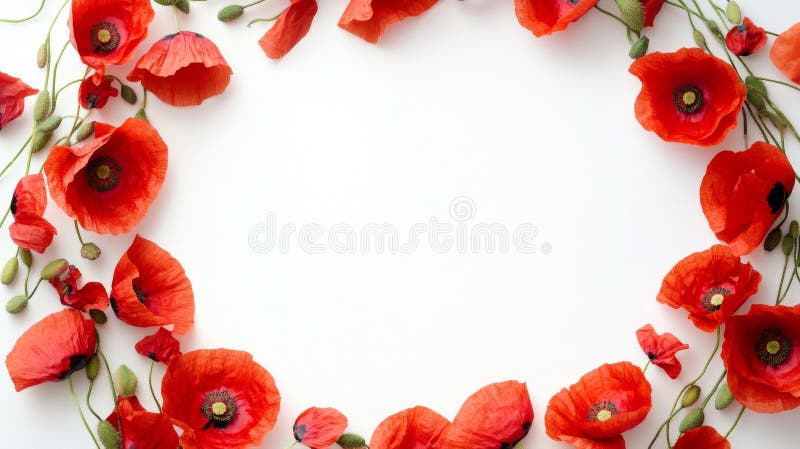 Copy Space in a Clean Design with Room for Text Around a Poppy Wreath ...