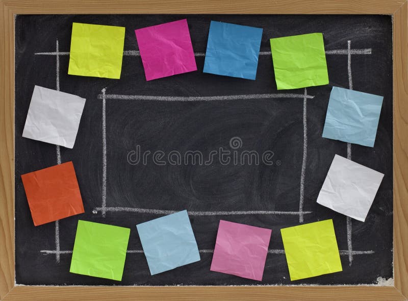 Copy Space and Color Notes on Blackboard Stock Photo - Image of texture ...