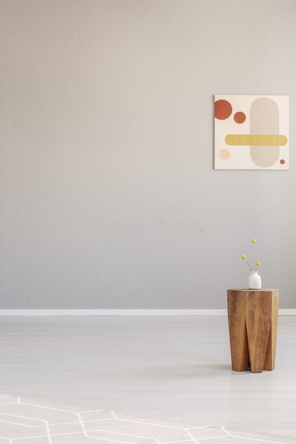 Copy Space on Grey Wall of Spacious Interior Stock Photo - Image of ...