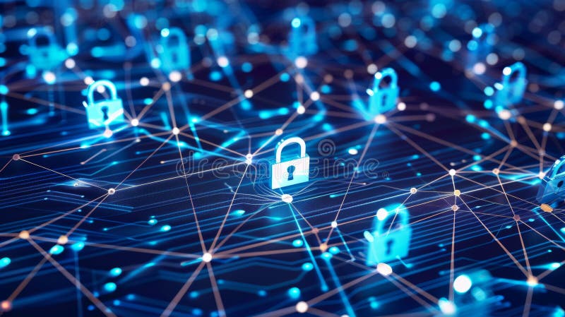 Copy Space Enhanced with Network Security Symbols. Stock Illustration ...