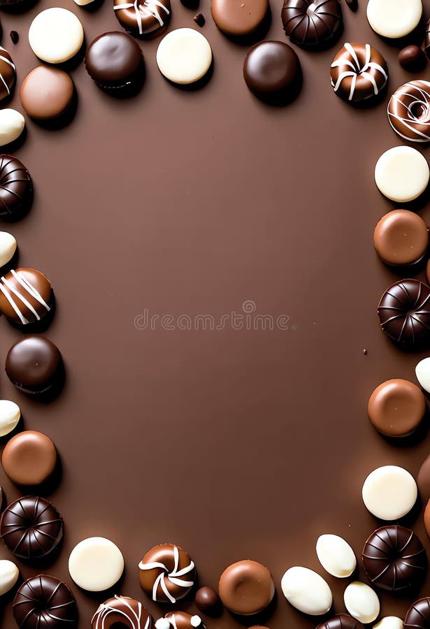 Copy Space Flat Lay with Chocolate Candy Stock Illustration ...