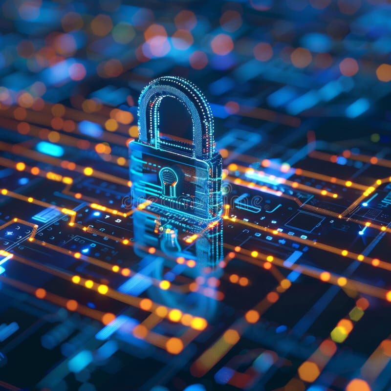 Copy Space with a Focus on Digital Security. Stock Illustration ...