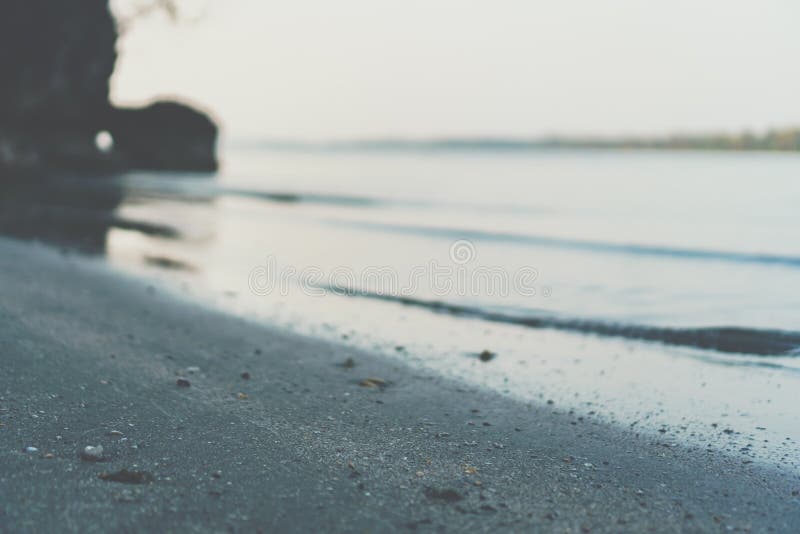 Copy Space of Grey Sand and Blue Color Summer Beach Background Stock ...