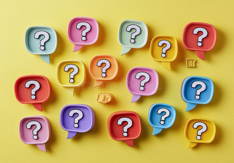 With Copy Space and Multiple Question Marks in Speech Bubbles Stock ...