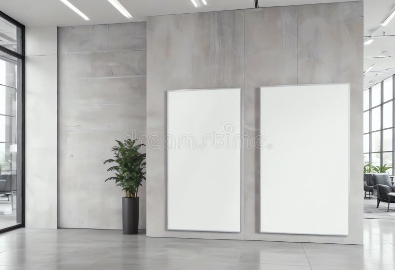 Copy Space Poster Frame on Office Room Stock Illustration ...