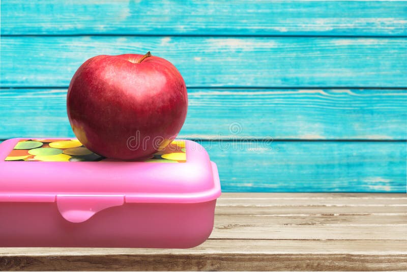 Lunchbox with an Apple Isolated on White Stock Image - Image of ...