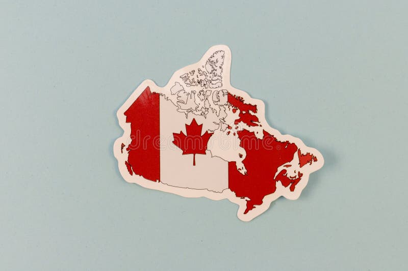 Canada Map Sticker with National Flag on Light Blue Background with ...