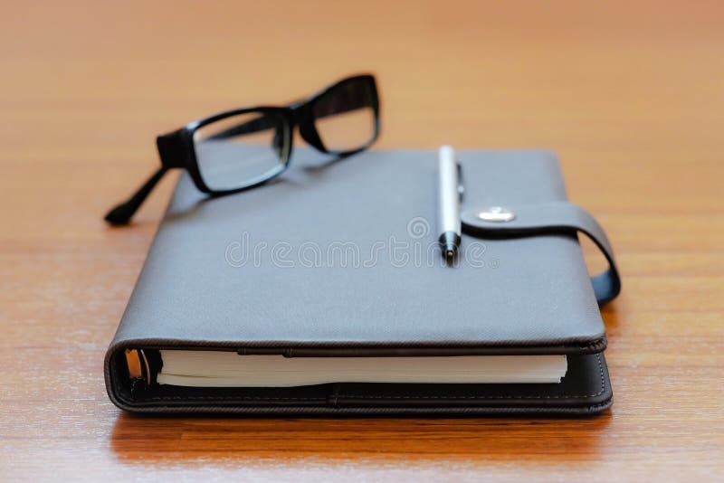 Copy Space and Selective Focus at Border of the Diary Book on the Wood ...
