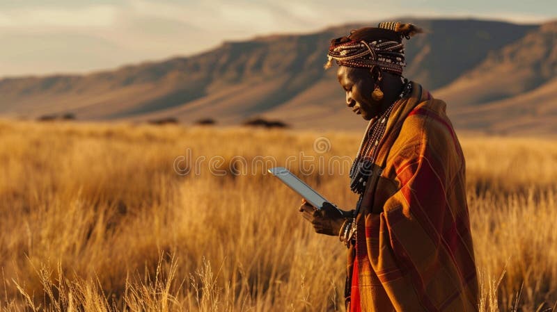Copy Space, Stockphoto, Detailed Photo, African Nomad Using a Tablet ... Copy Space, Stockphoto, Detailed Photo, African Nomad Using a Tablet ...