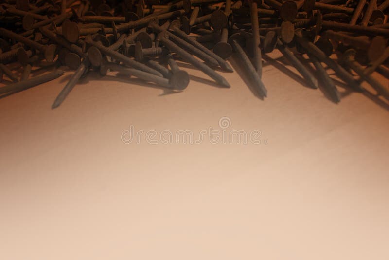 Steel Nails Iron Overhead Table Nail Pile Background Studio Working ...