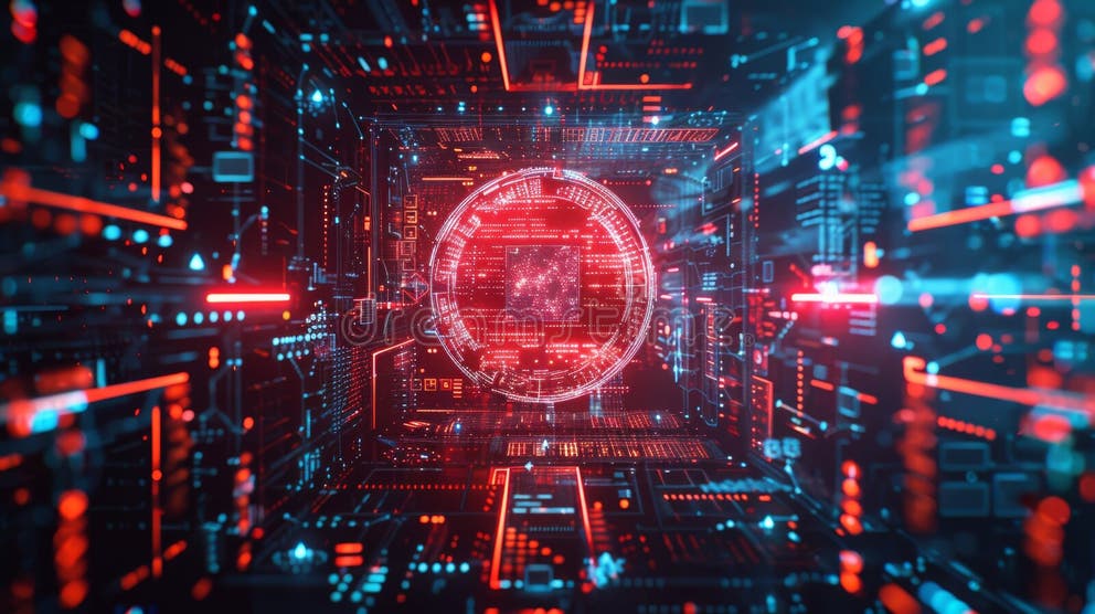 Copy Space Surrounded by Cyber Defense Graphics. Stock Illustration ...