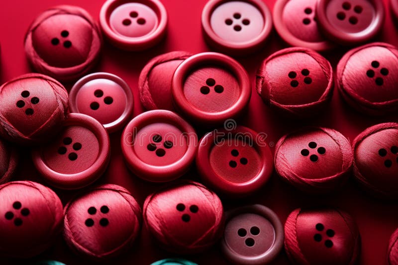 Copy Space Textured Surface Adorned with Red Buttons and Threads Stock ...