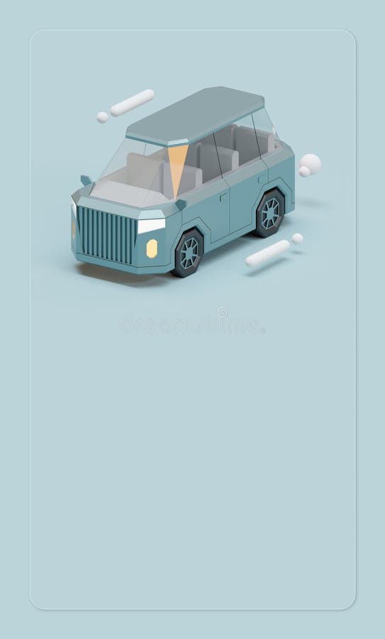 Copy Space with Van Car 3D Rendering Illustration Stock Illustration ...