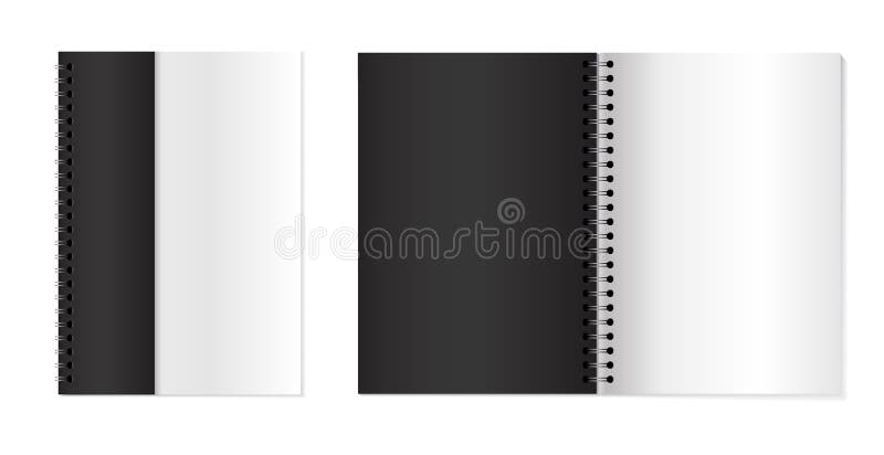 Copybooks with Metallic Silver Spiral. Set of Vector 3d Opened ...