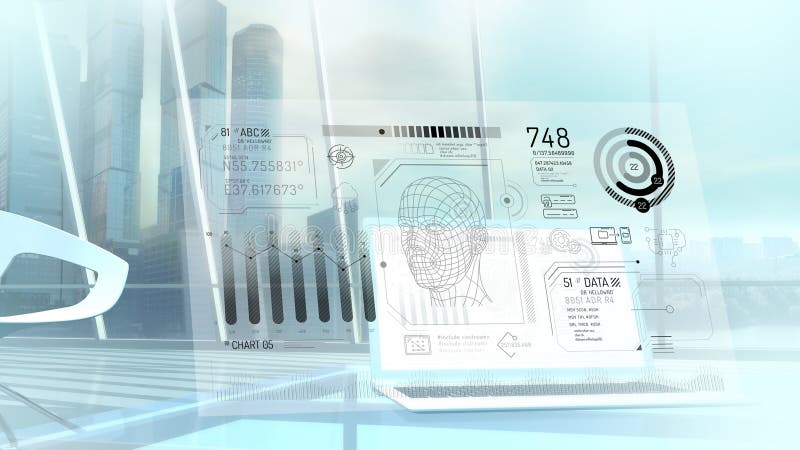 Copying and Data Protection Infographics on a Virtual Screen. Stock ...