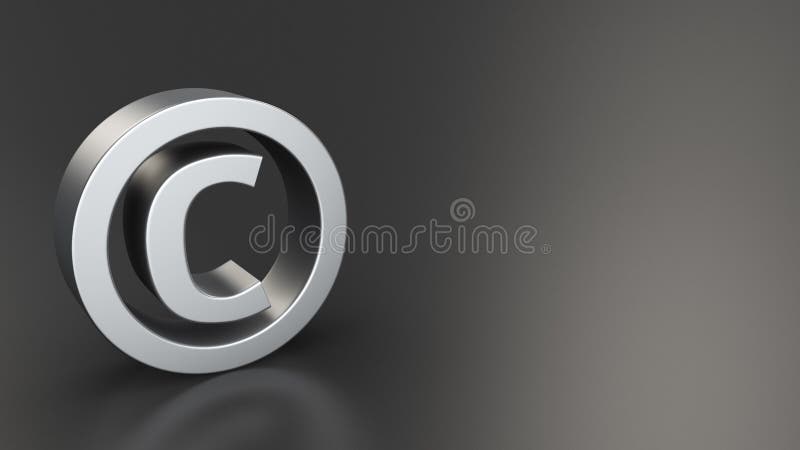 Golden Copyright Symbol Spotlighted on Black Background 3D Illustration ...