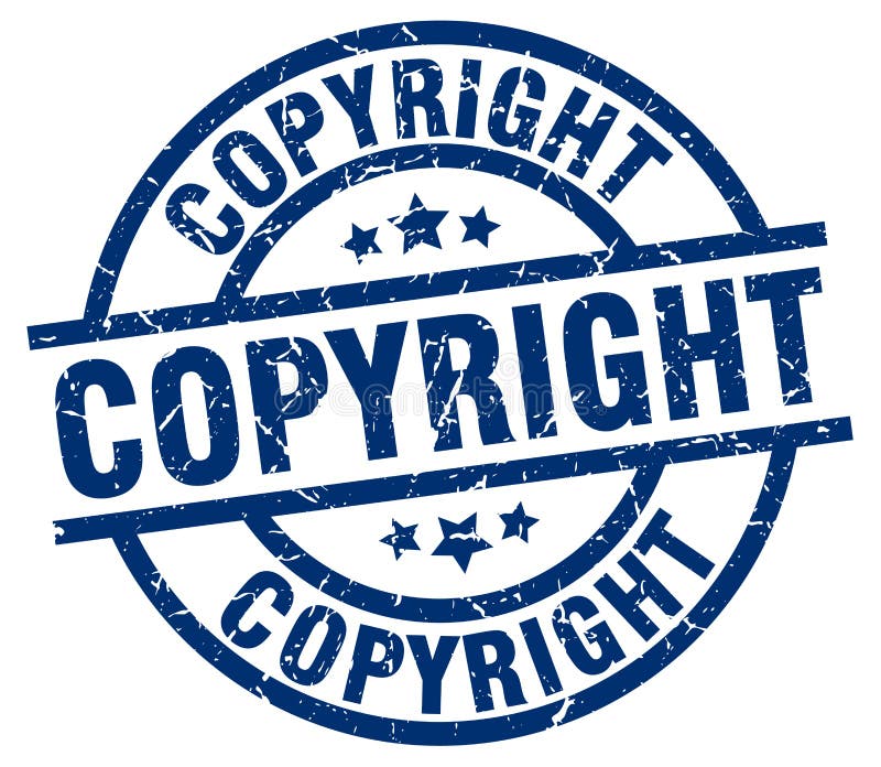 Copyright Blue Round Grungy Rubber Stamp with Stars Stock Vector ...