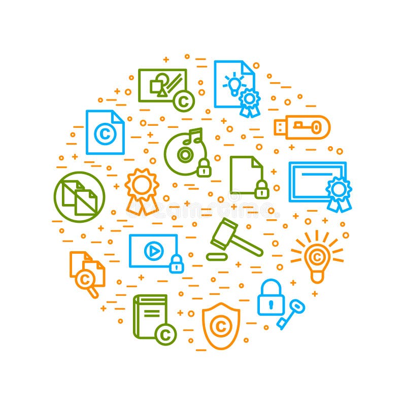 Copyright Color Signs Round Design Template. Vector Stock Vector ...