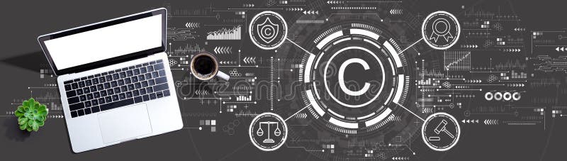 Copyright Concept with a Laptop Computer Stock Illustration ...