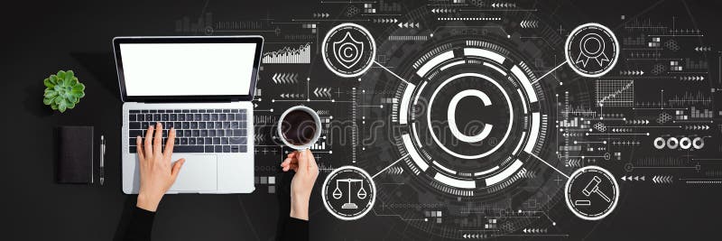 Copyright Concept with Person Using Laptop Computer Stock Photo - Image ...