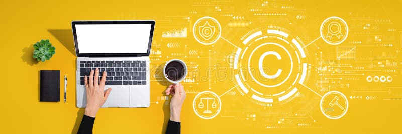 Copyright Concept with Person Using Laptop Computer Stock Image - Image ...