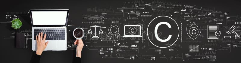 Copyright Concept with Person Using Laptop Computer Stock Image - Image ...