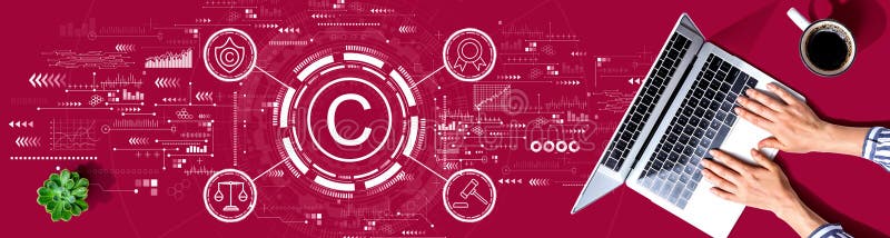 Copyright Concept with Person Using a Laptop Editorial Stock Image ...