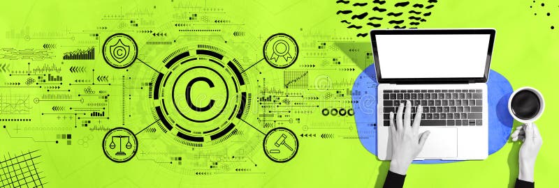 Copyright Concept with Person Using a Laptop Stock Photo - Image of ...