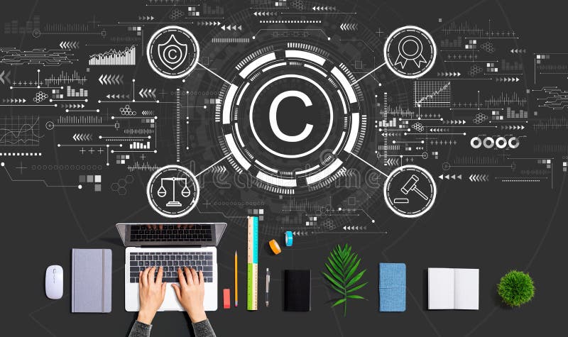 Copyright Concept with Person Using a Laptop Stock Photo - Image of ...