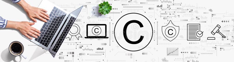 Copyright Concept with Person Using a Laptop Editorial Stock Photo ...