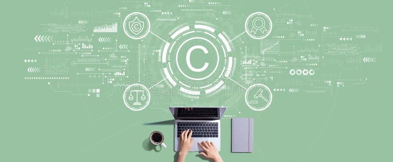 Copyright Concept with Person Working with Laptop Stock Photo - Image ...