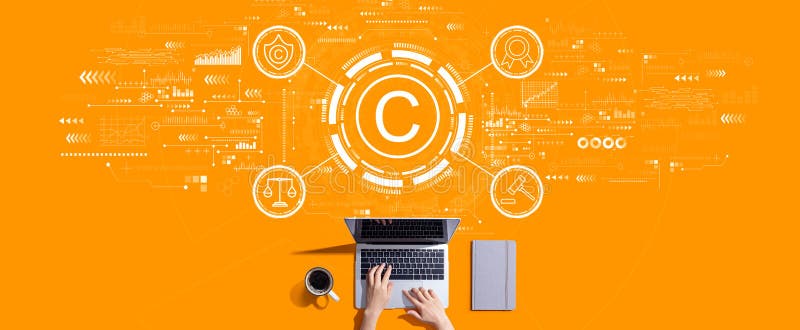 Copyright Concept with Person Working with Laptop Stock Image - Image ...