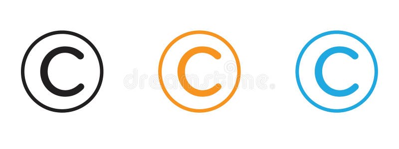 Copyright Icon Thin Line Illustration Set Stock Vector - Illustration ...