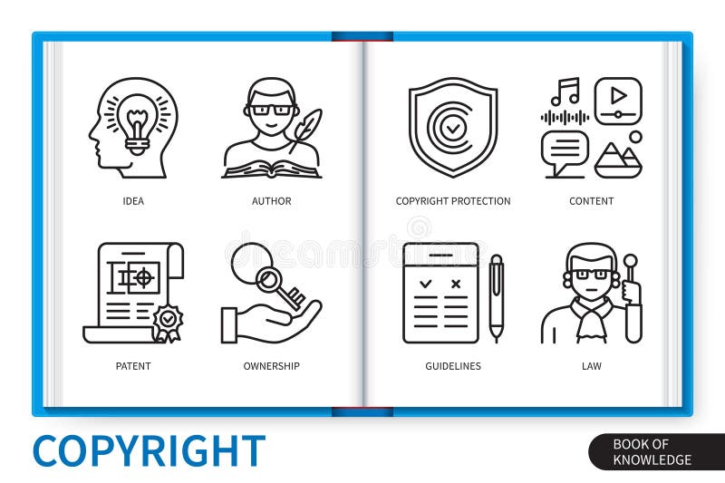 Trademark Vector Infographic in Minimal Outline Style Stock ...