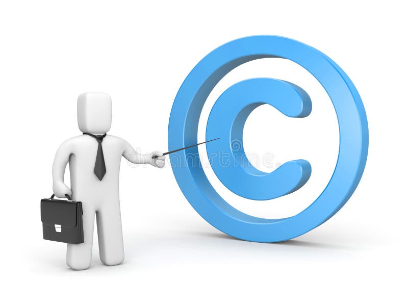 3d Person And Copyright Symbol Sign Stock Illustration - Illustration ...