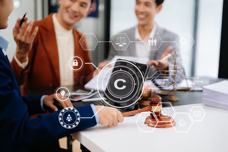 Copyright or Patent Concept, Business Team Analyzing Data and Using ...