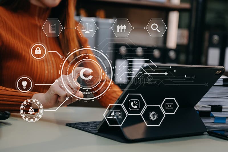 Copyright or Patent Concept, Business Team Analyzing Data and Using ...