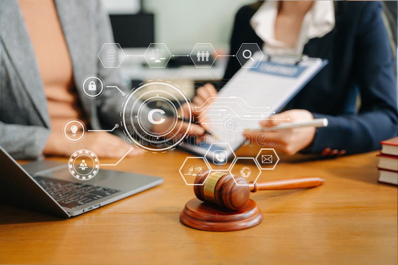 Copyright or Patent Concept, Business Team Analyzing Data and Using ...