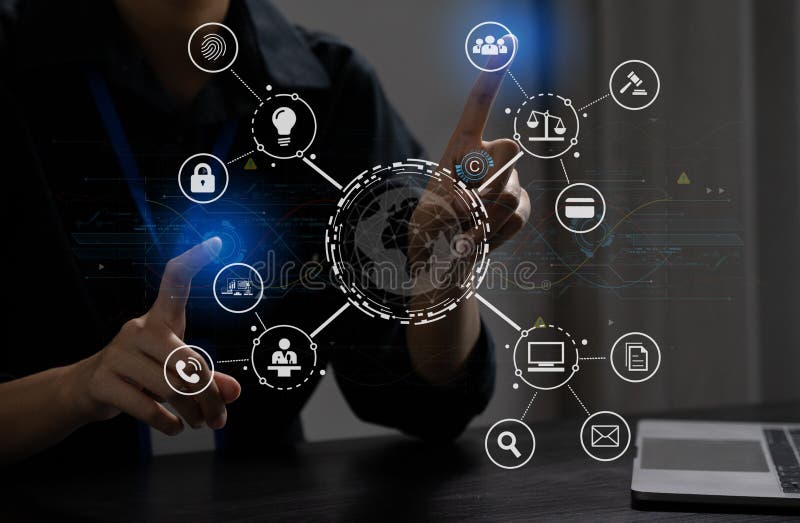 Copyright or Patent Concept, Person Hand Using Laptop Computer, Tablet ...