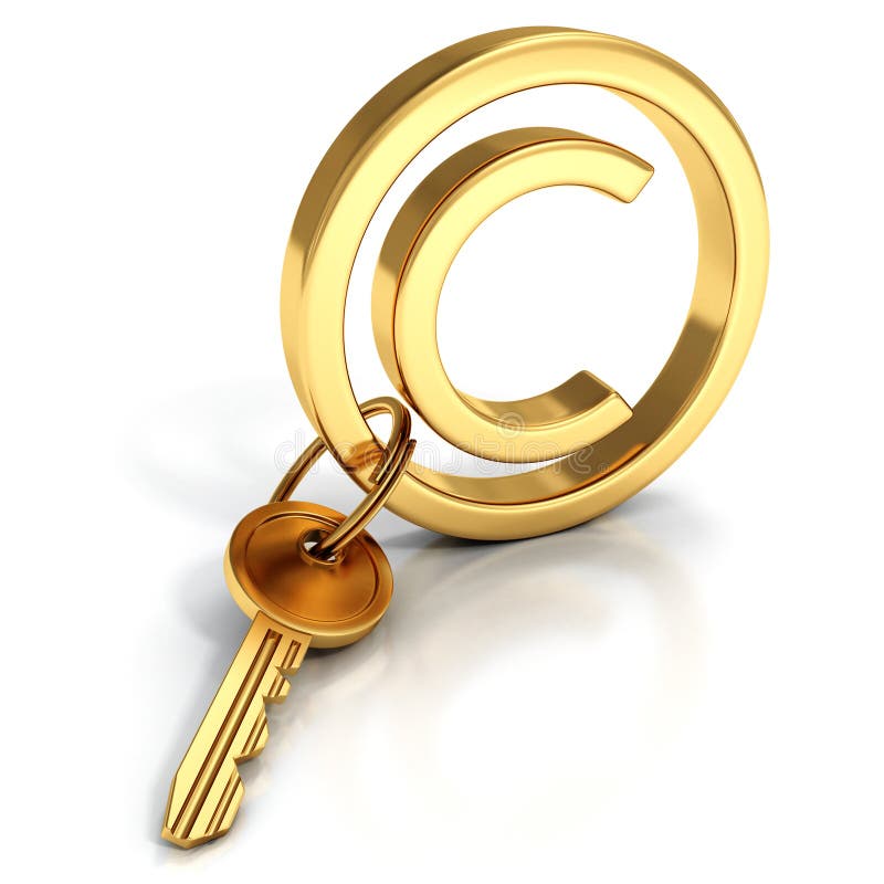Copyright Protect Concept Golden Sign Key Stock Illustration ...