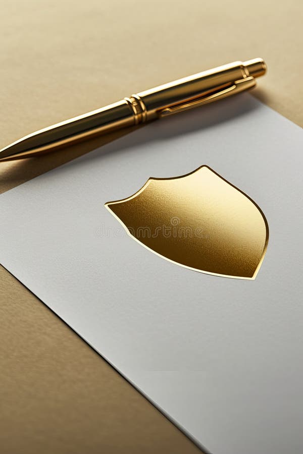 Copyright Protection Symbolized by Paper Shield and Pen, Intellectual ...