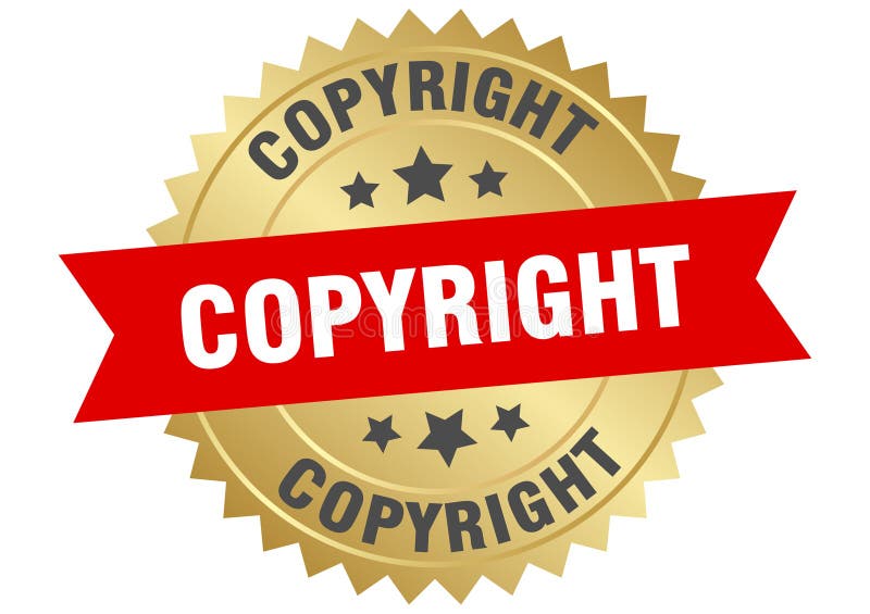 Copyright. Copyright Round Red and Gold Label Isolated on Transparent ...