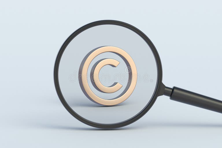 Copyright Sign Behind Magnifying Glass Stock Illustration ...