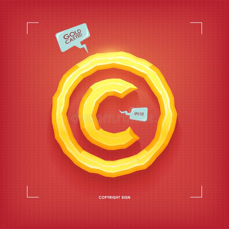 Copyright Sign. Golden Jewel Typeface Element. Gold Casted. Vector ...