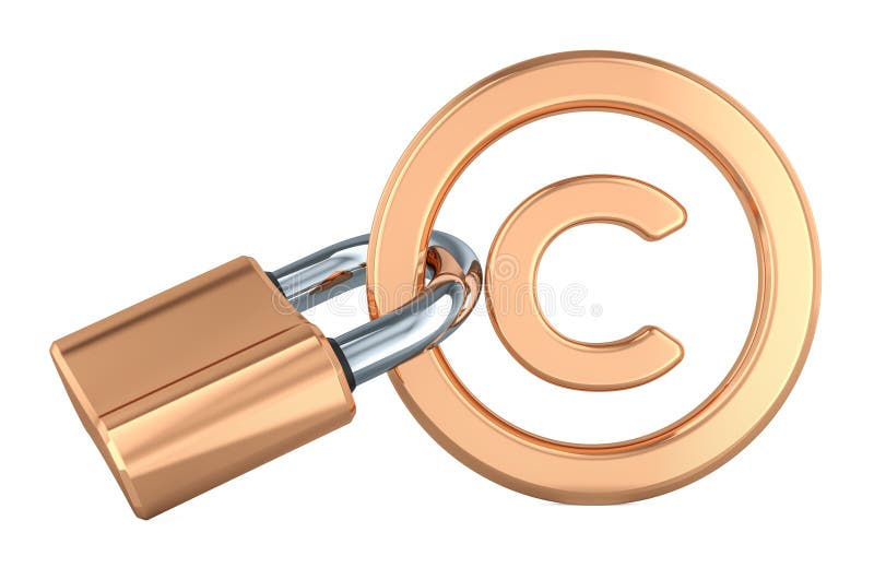 Copyright Sign with Padlock, 3D Rendering Stock Illustration ...
