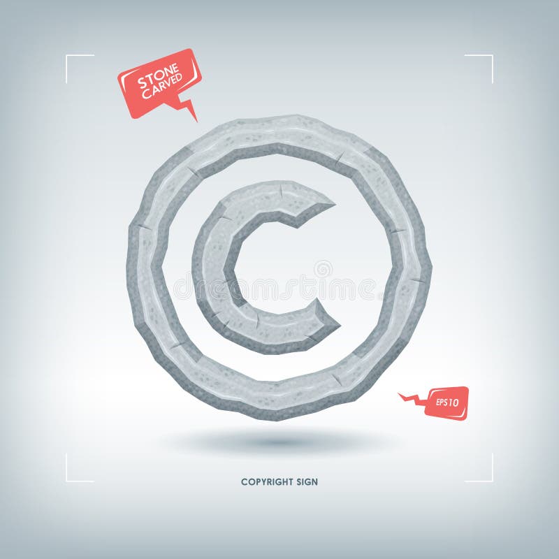 Copyright Sign. Stone Carved Typeface Element. Vector Illustration ...