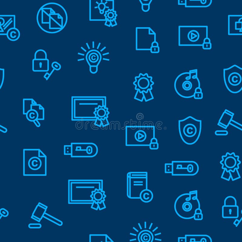 Copyright Signs Thin Line Seamless Pattern Background. Vector Stock ...