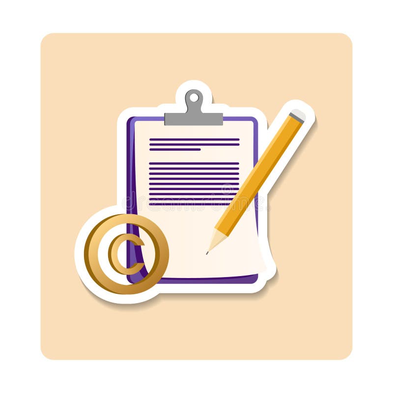Copyright Sticker Illustration. Paper, Page, Text, Pencil, Plant ...