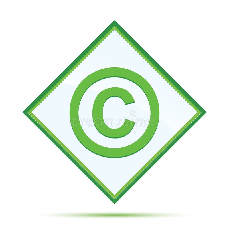Copyright Symbol Icon Modern Abstract Green Diamond Button Stock ...